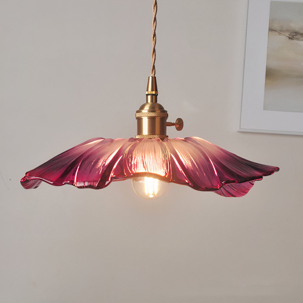 Lámpara colgante flor de cristal rosa – Tendencia Luminarias