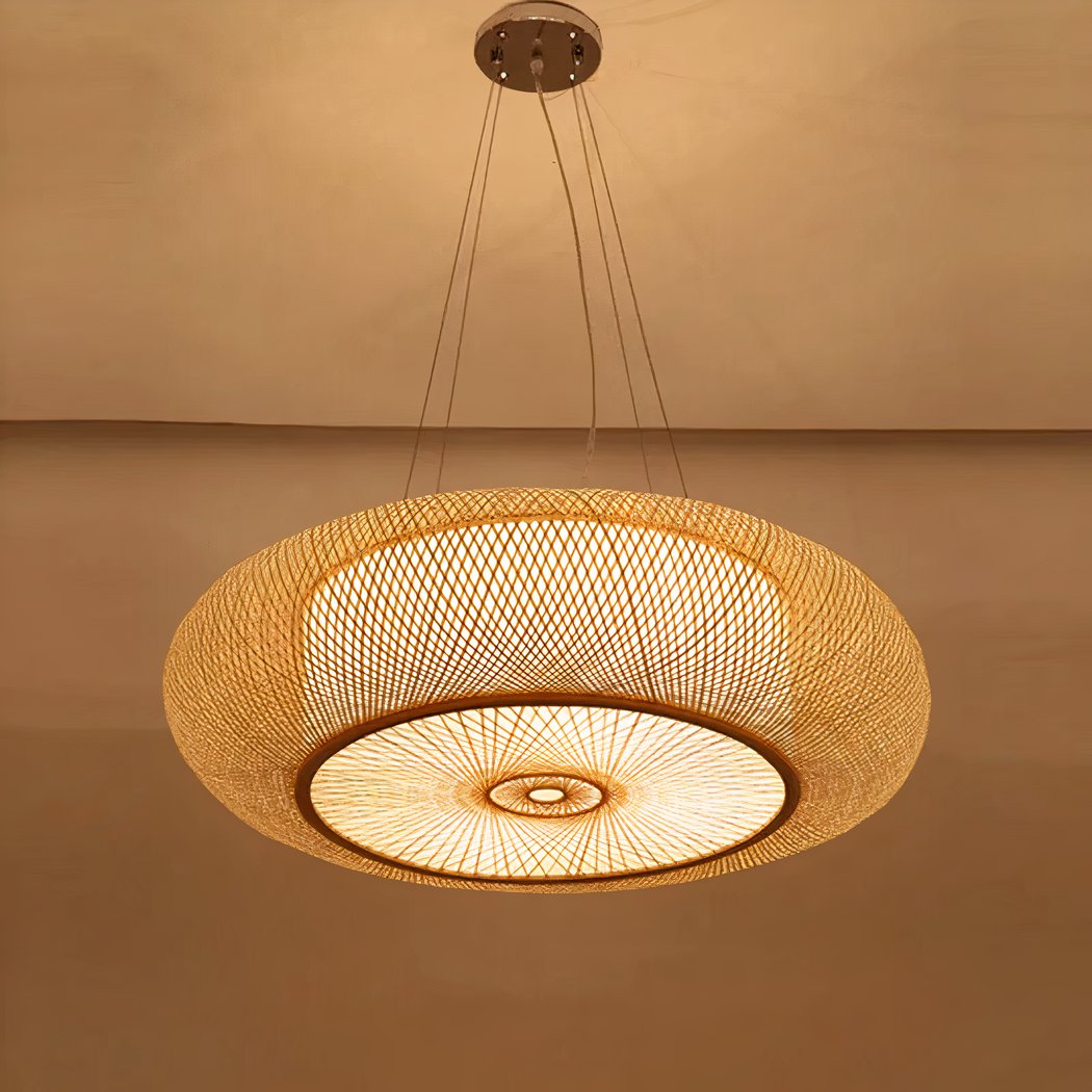 Moderna lámpara colgante de bambú de diseño chino • Tendencia Luminarias