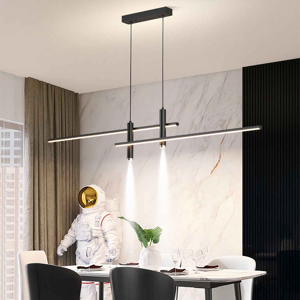 Moderna lámpara colgante LED de aluminio negro para comedor • Tendencia ...