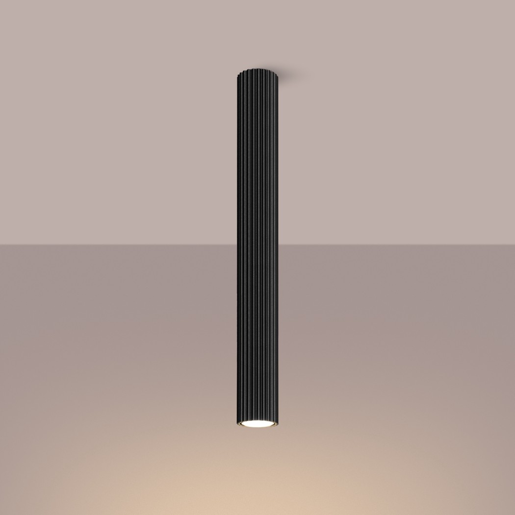 Plafón tubular negro de aluminio minimalista • Tendencia Luminarias