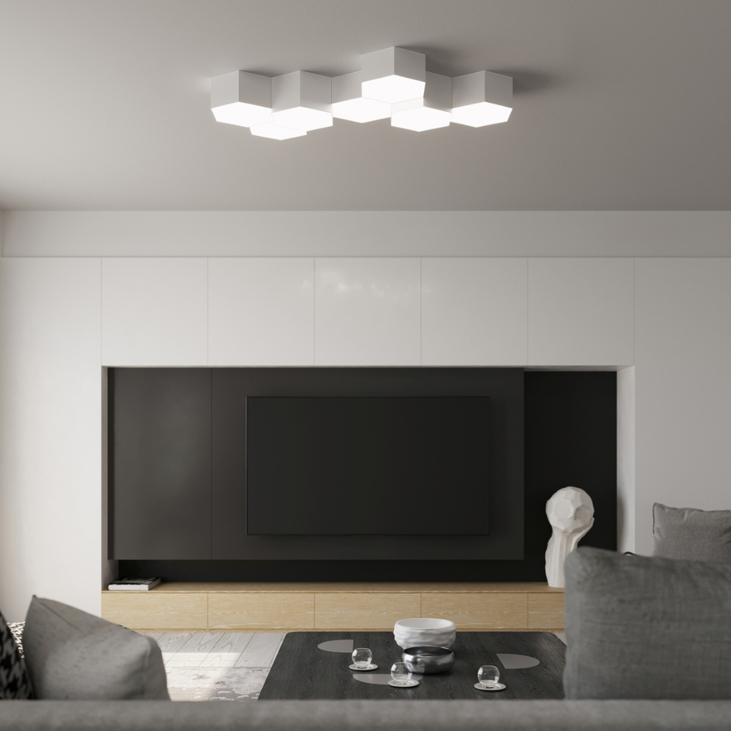 Plafón modular octogonal blanco • Tendencia Luminarias